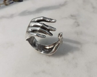 Holding Hands Ring Hand Hammered Love Ring-holding Hands Gift-best ...