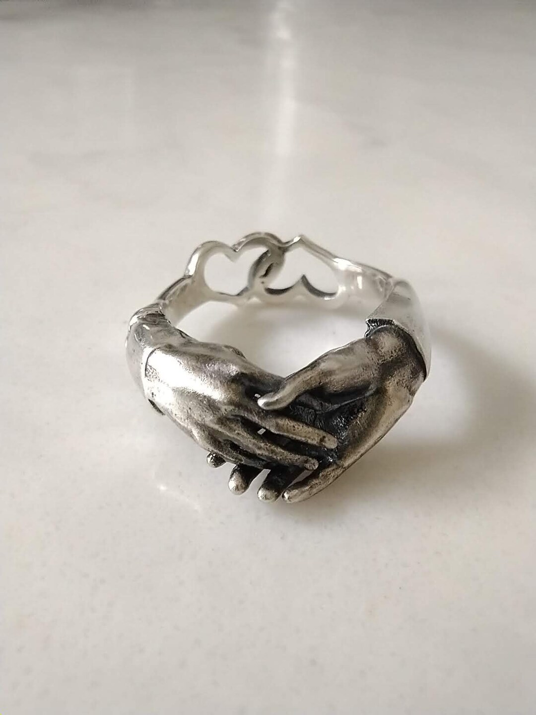 Love and Friendship Ring - Handshake Silver Ring - Gimmel Ring ...