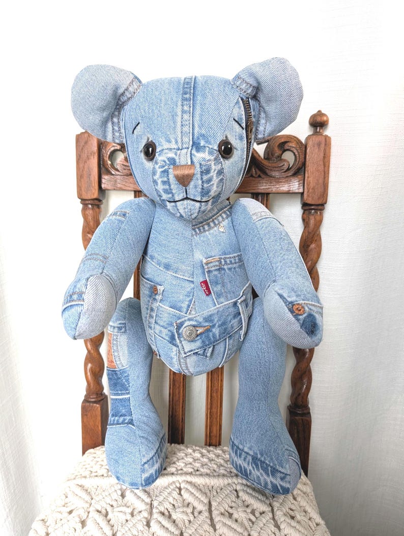 Handmade Large Denim Teddy Bear, Upcycled Levi's Jeans (20 Inch) - Etsy