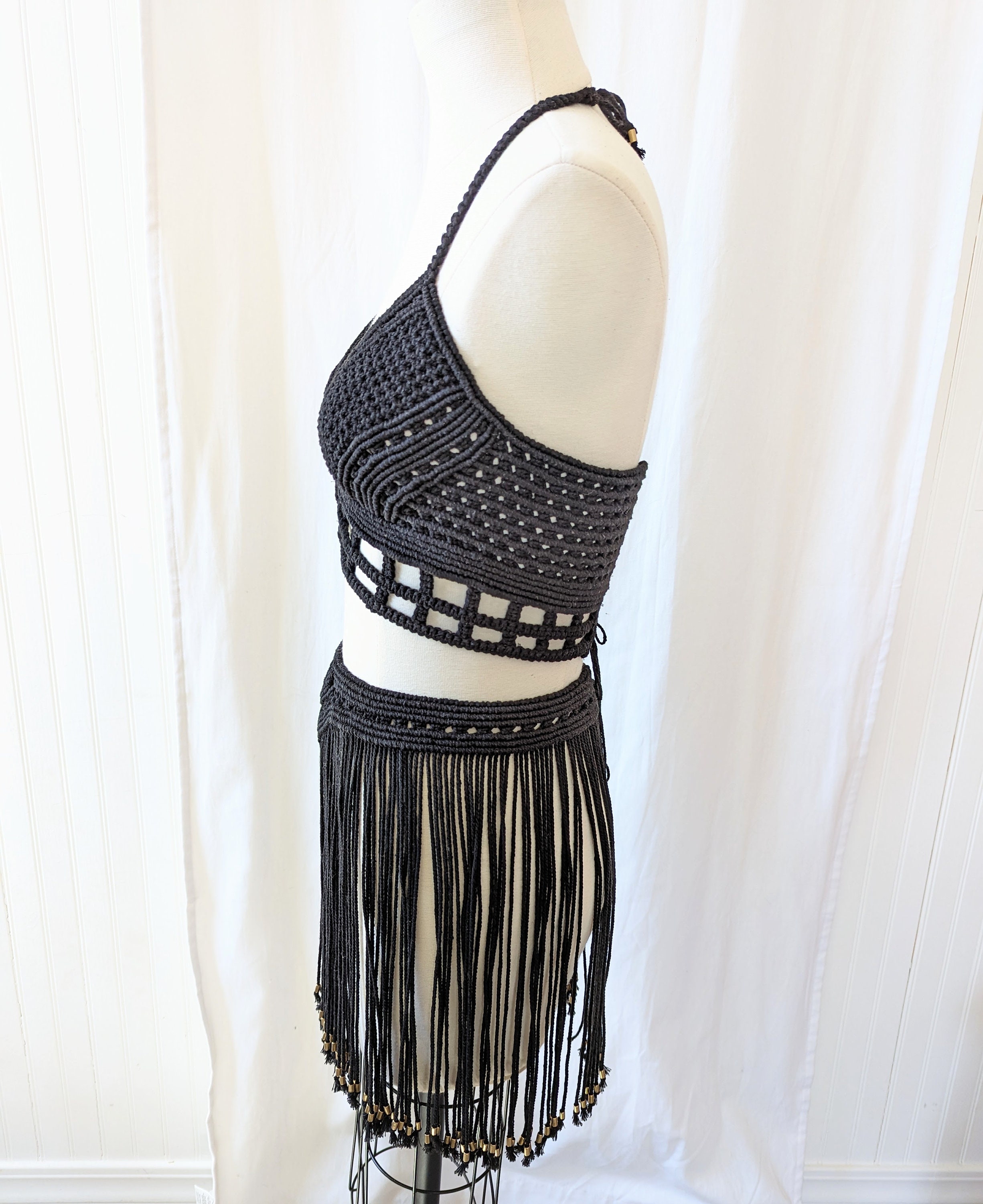 Macrame Two-piece Set Macrame Outfit Macrame Bralette - Etsy