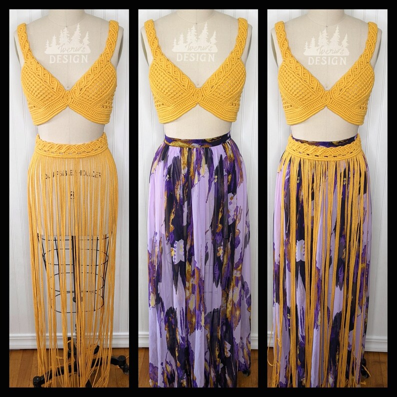 Macrame Two-piece Set Macrame Outfit Macrame Bralette | Etsy