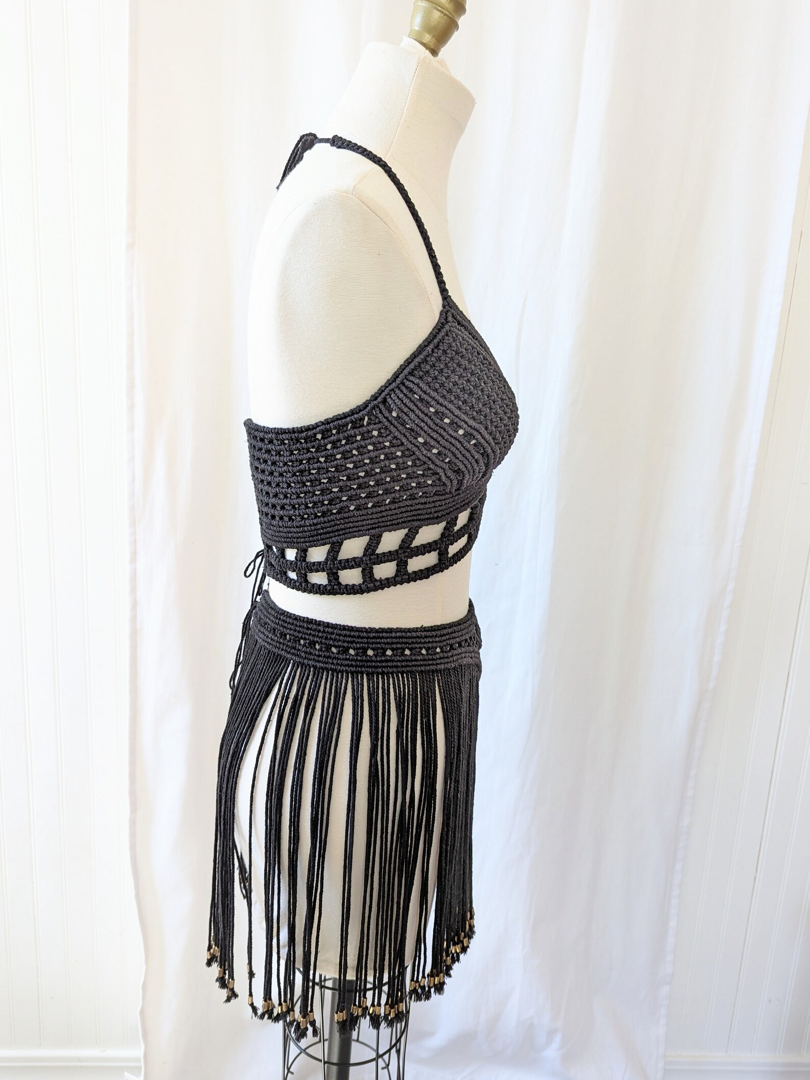 Macrame Two-piece Set Macrame Outfit Macrame Bralette - Etsy