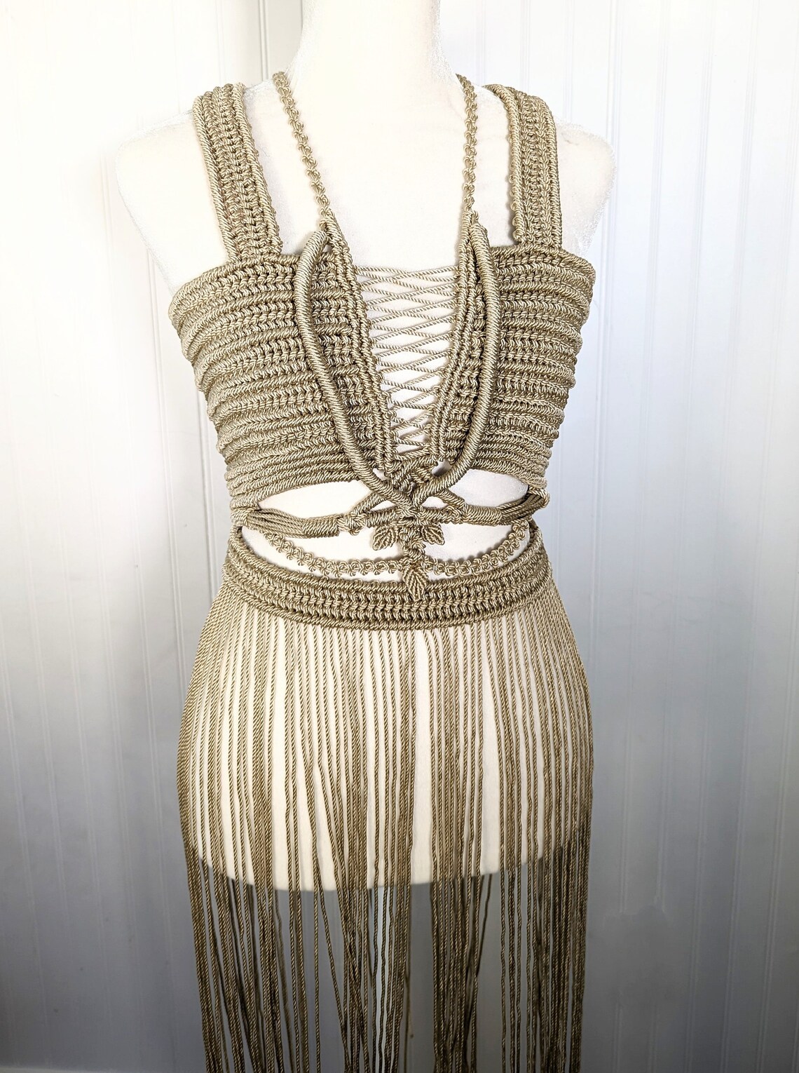 Golden Macrame Outfit Goddess Dress - Etsy