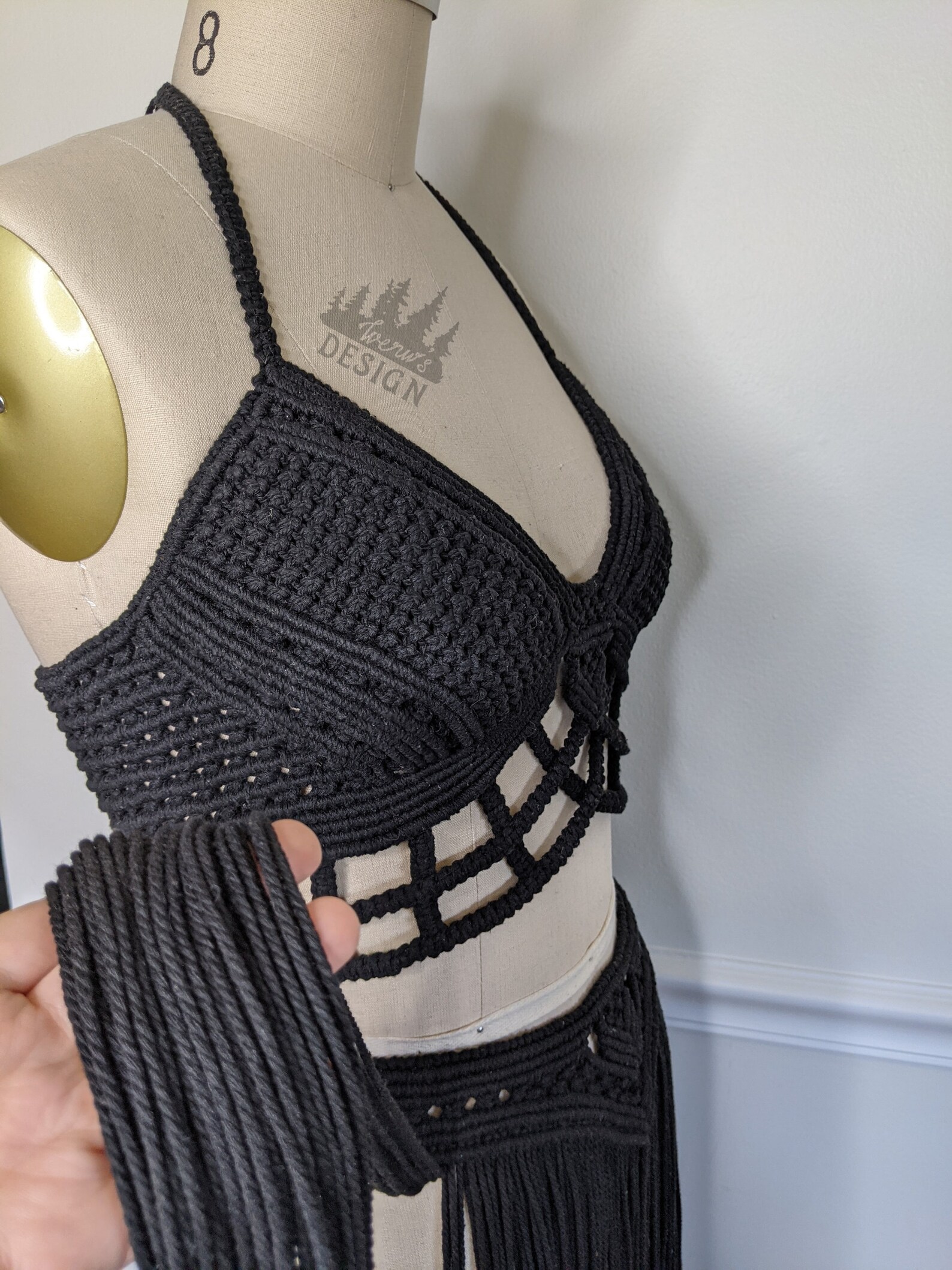 Macrame Two-Piece Set Macrame Outfit Macrame Bralette | Etsy