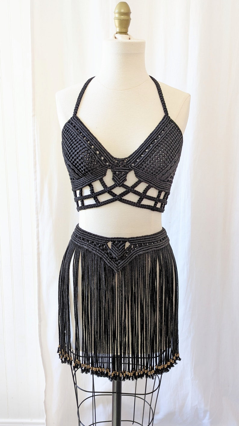 Macrame Two-piece Set Macrame Outfit Macrame Bralette - Etsy