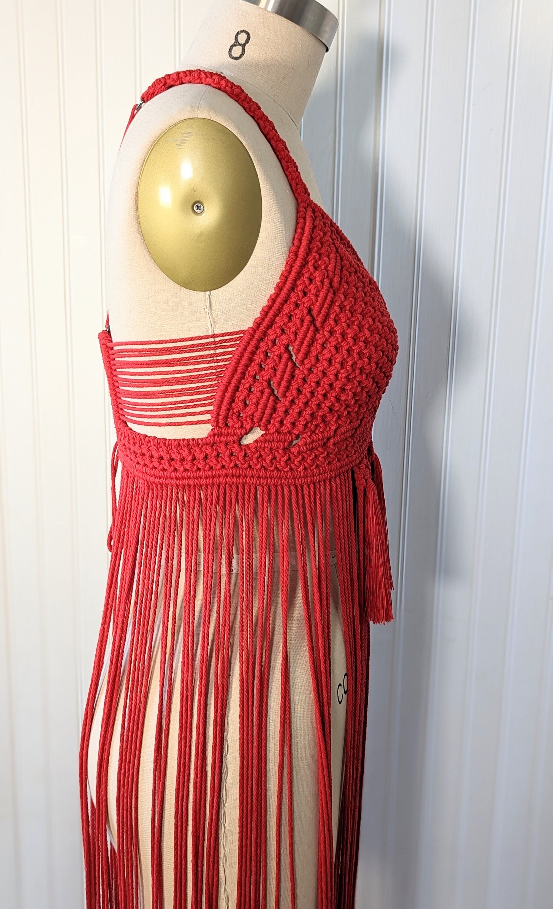 Red Macrame Dress - Etsy
