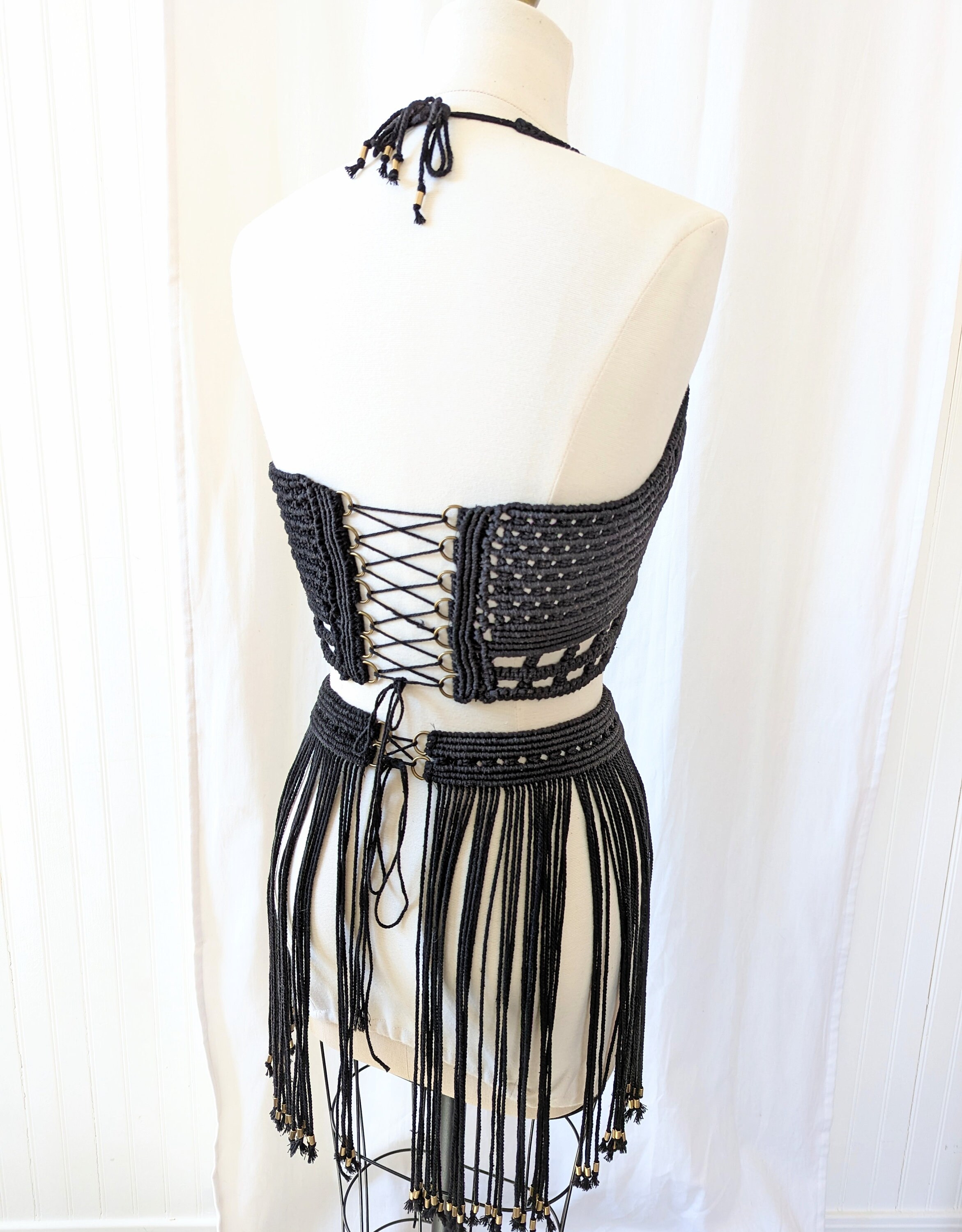 Macrame Two-piece Set Macrame Outfit Macrame Bralette - Etsy