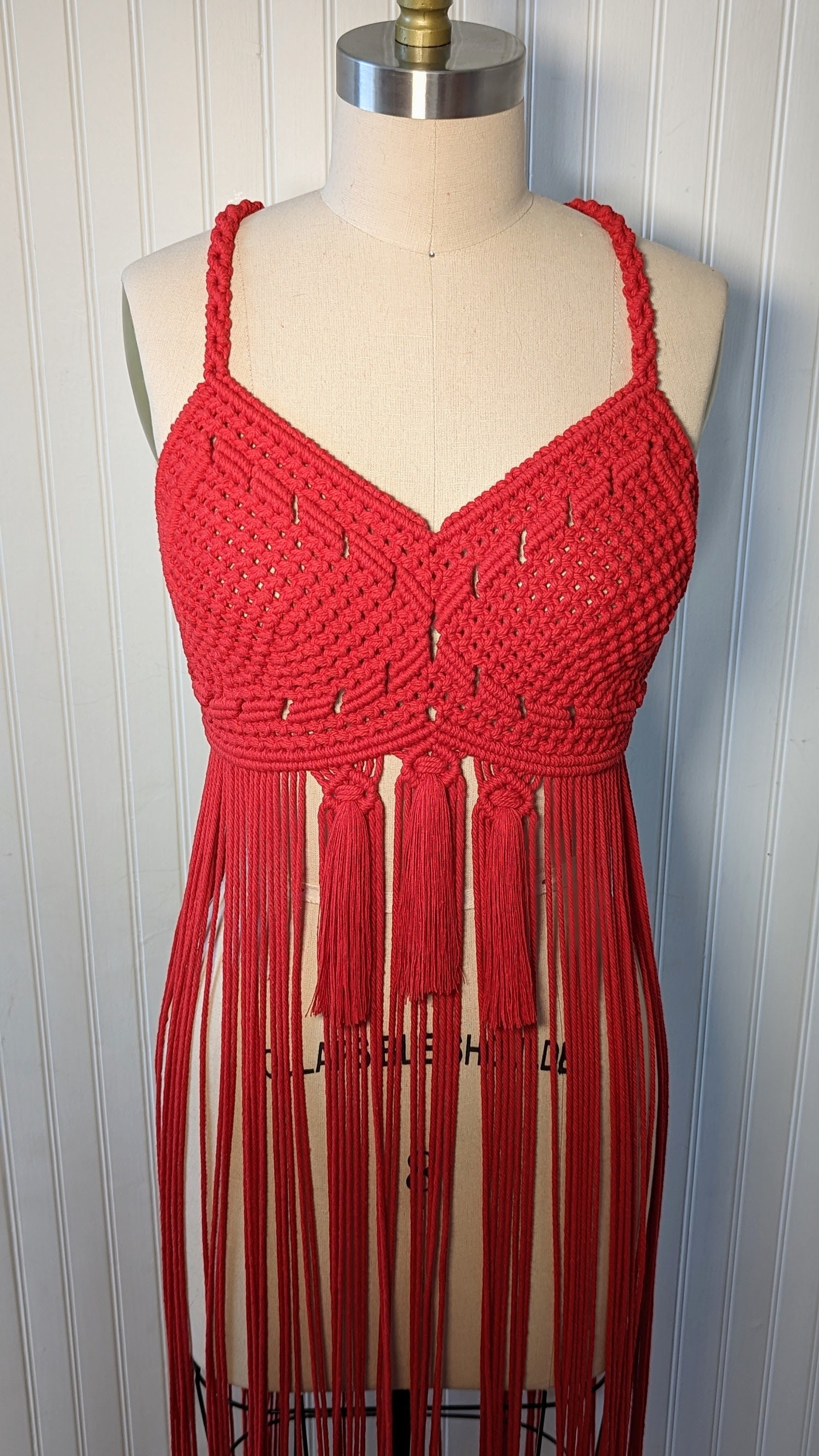 Red Macrame Dress - Etsy