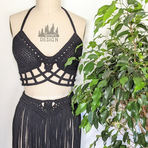 Macrame Two-piece Set Macrame Outfit Macrame Bralette - Etsy