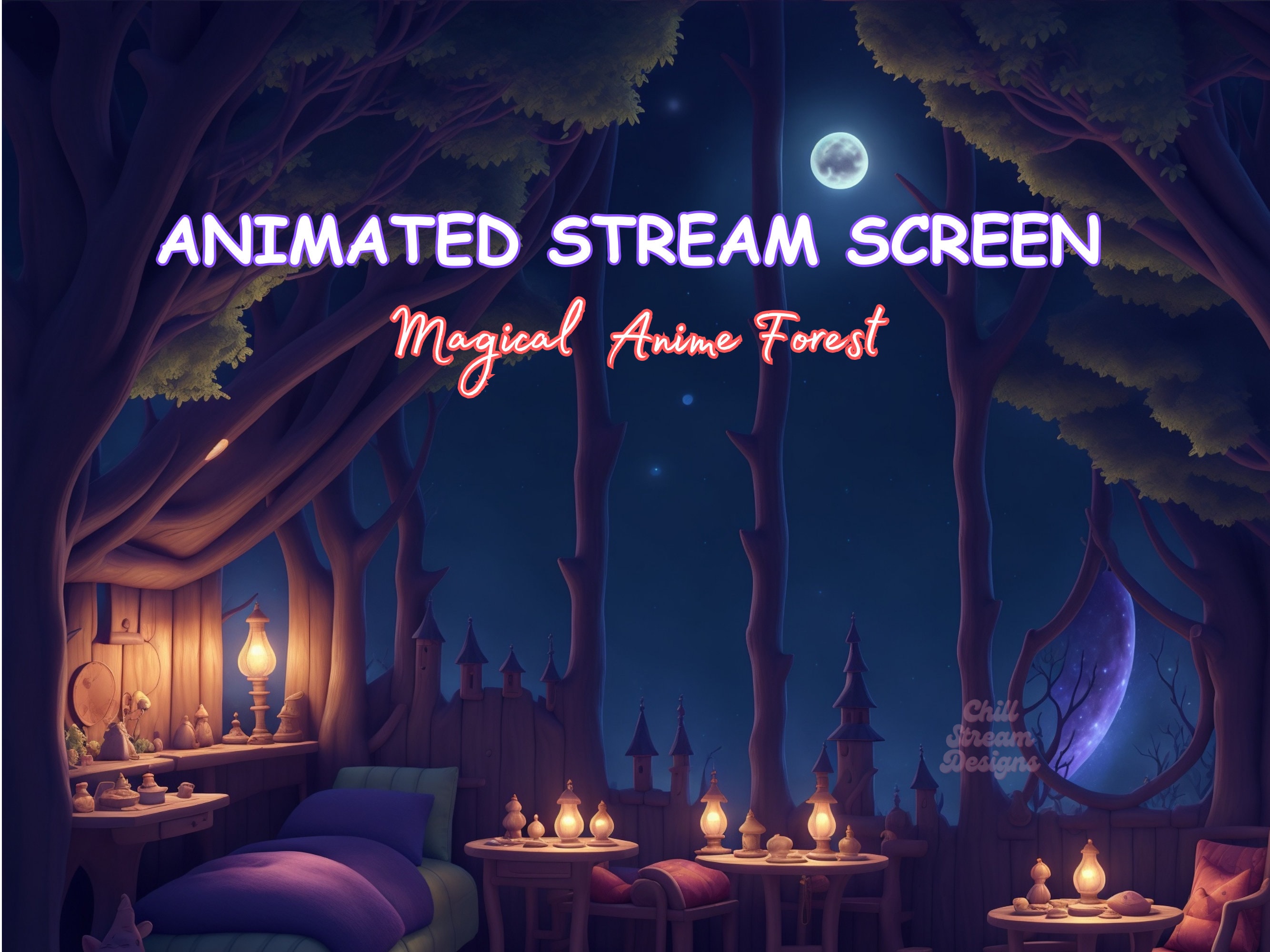 Animated Vtuber Background, Magical Anime Forest, Stream Background ...