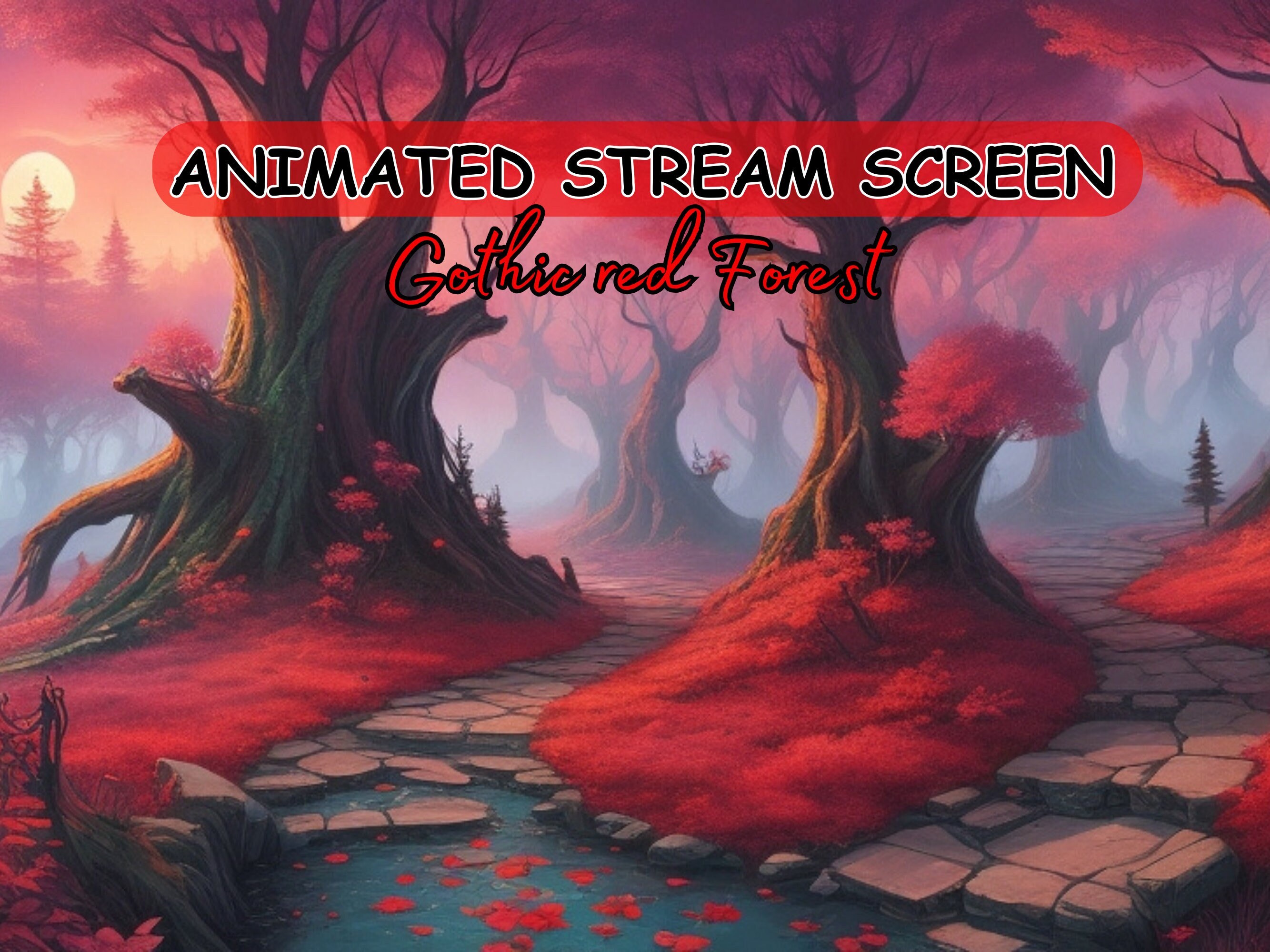 Animated Vtuber Background, Gothic Red Forest, Stream Background, OBS, Zoom, Twitch L Seamless ...