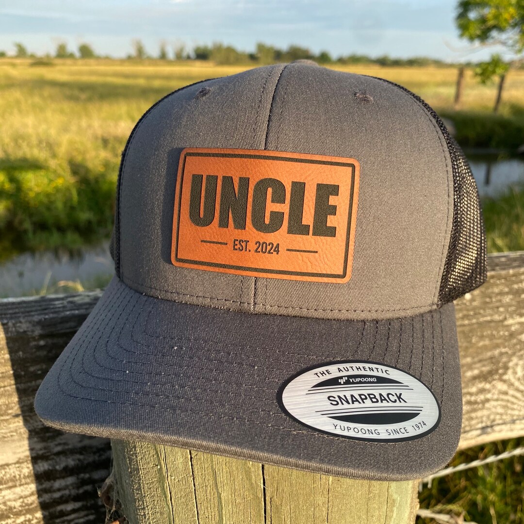 Uncle Leather Patch Hat, Snapback Adjustable Curve Brim Personalized ...
