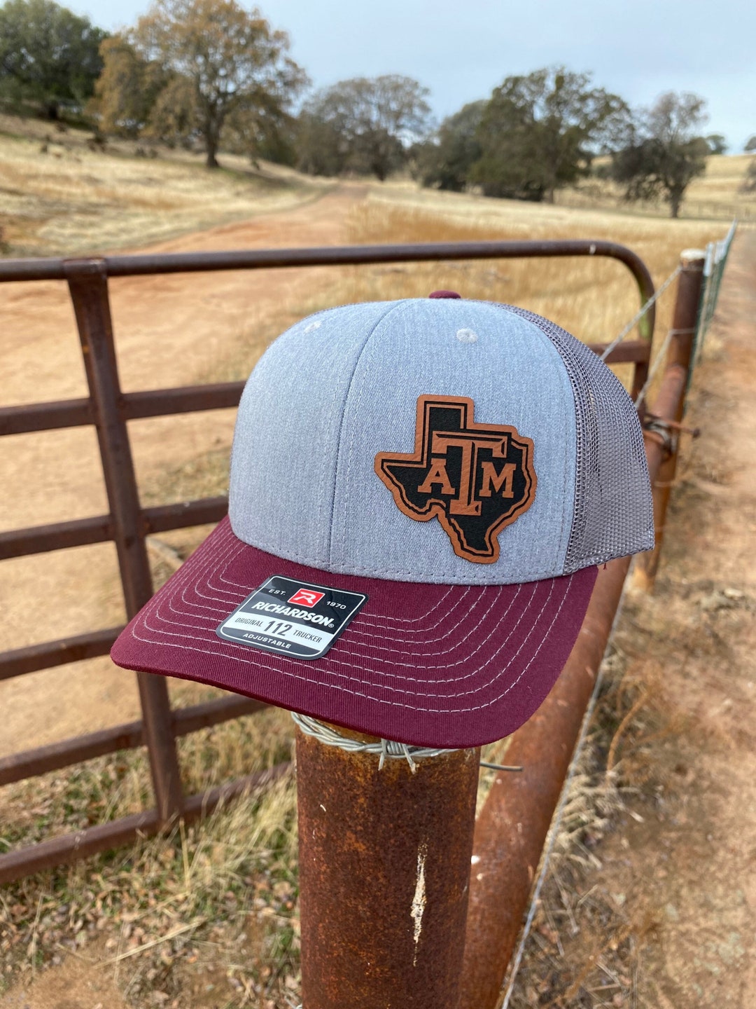 Texas A&M Hat, Aggies Leatherette Patch Cap, TX State Shaped Leather ...