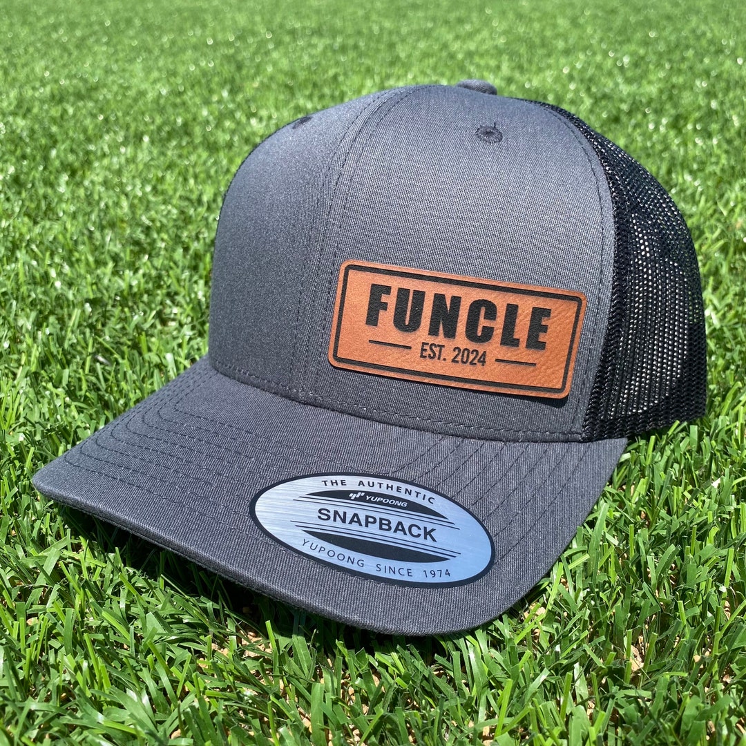 Funcle Leather Patch Hat, Uncle Established Snapback, Personalized ...