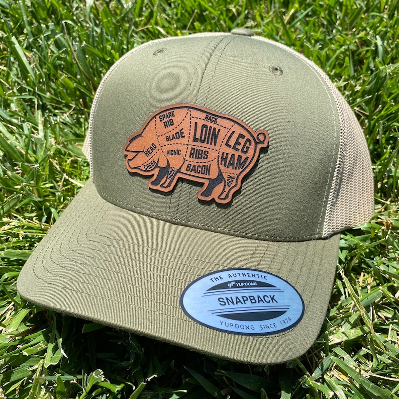 Butcher Cuts Pig Trucker Hat, Grill Master BBQ, Leatherette Patch - Etsy