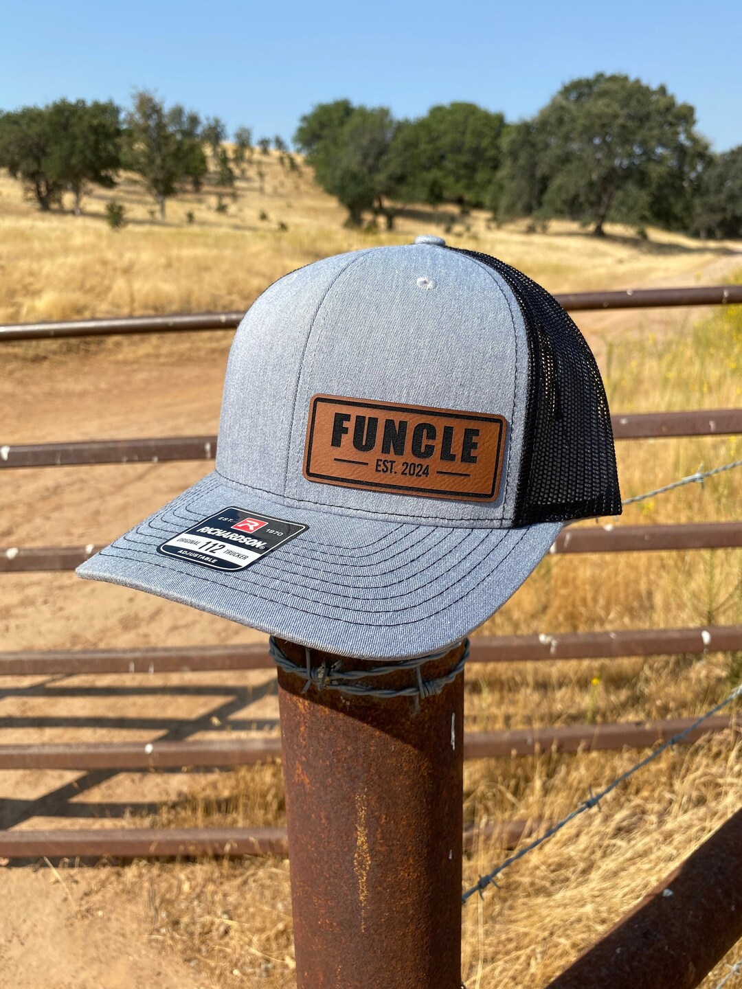Funcle Leather Patch Hat, Uncle Established Snapback, Personalized ...