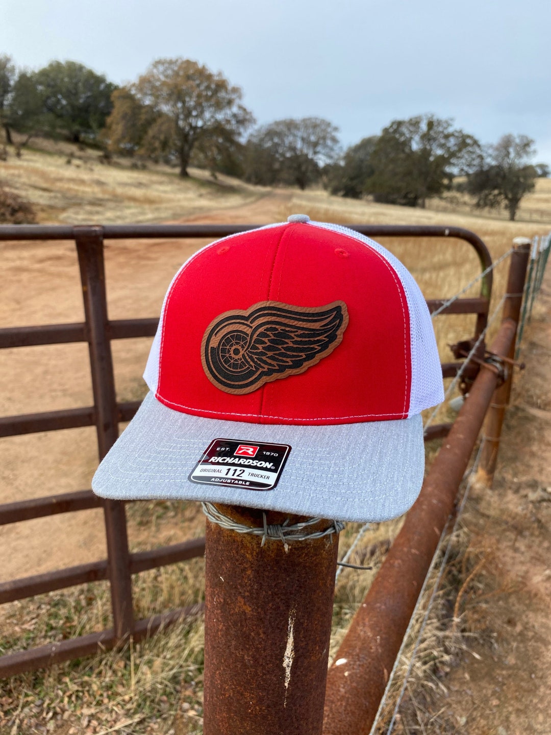 Detroit Redwings Patch Hat - Leatherette - Richardson 112 Cap - Hockey ...