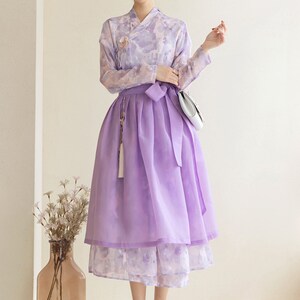 Modern Hanbok Fancy Dress Lovely Violet Woman Female Korea Hanbok Dress ...