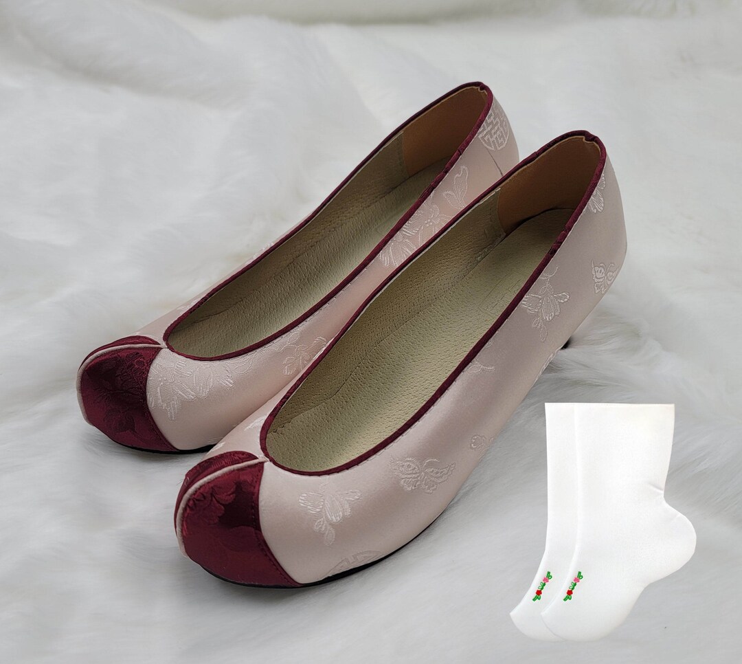 Women Hanbok Shoes Socks Package Korea Traditional Hanbok Dress 3cm ...
