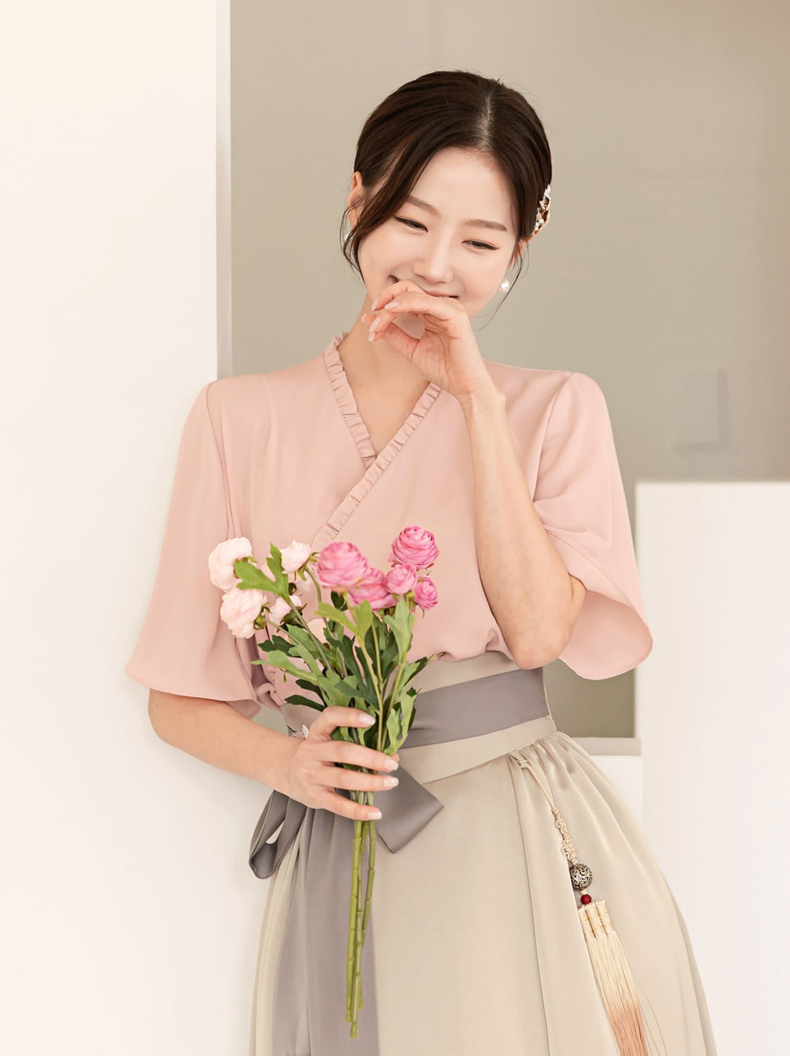 Women's Modern Hanbok Jeogori Blouse Pink Short Sleeve - Etsy