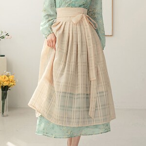 Women's Modern Hanbok Beige Navy Skirt Korea Casual Daily - Etsy