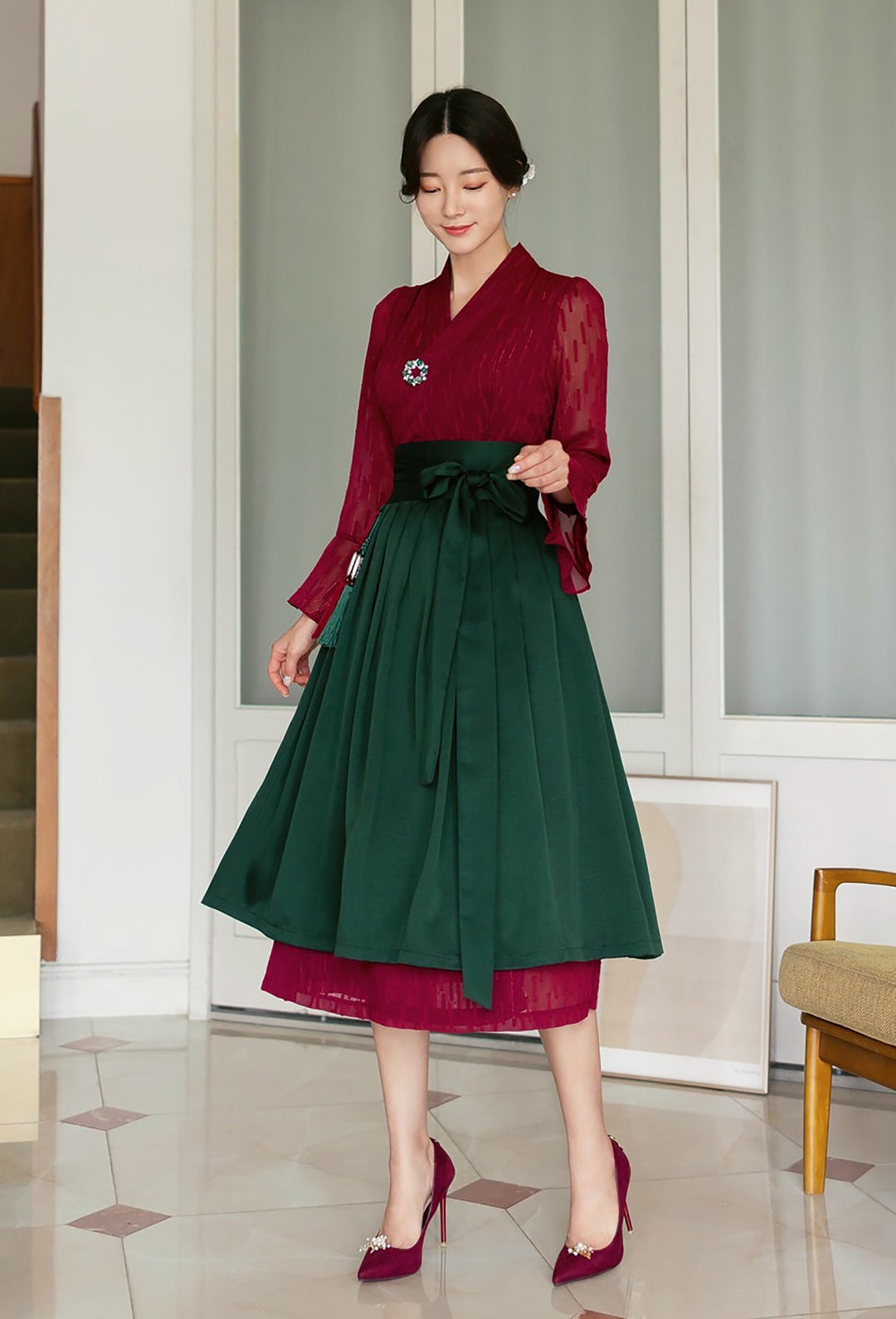 Korea Modern Hanbok Dress Women's Female Girl Junior Daily Party Dress ...