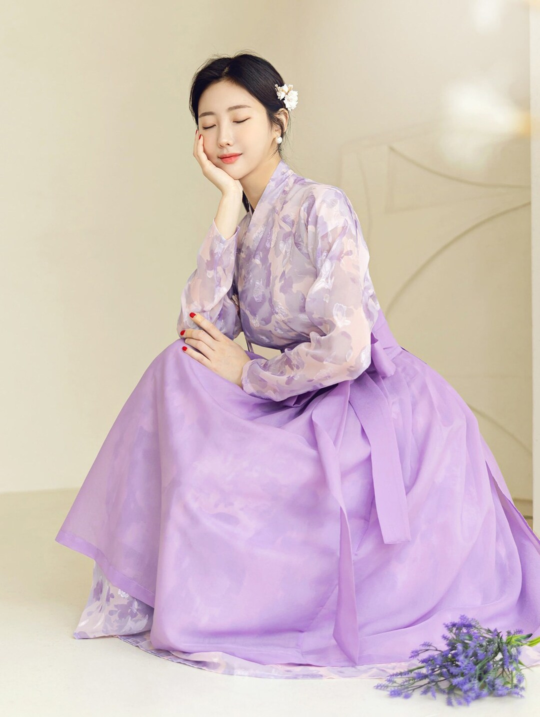 Modern Hanbok Fancy Dress Lovely Violet Woman Female Korea Hanbok Dress ...