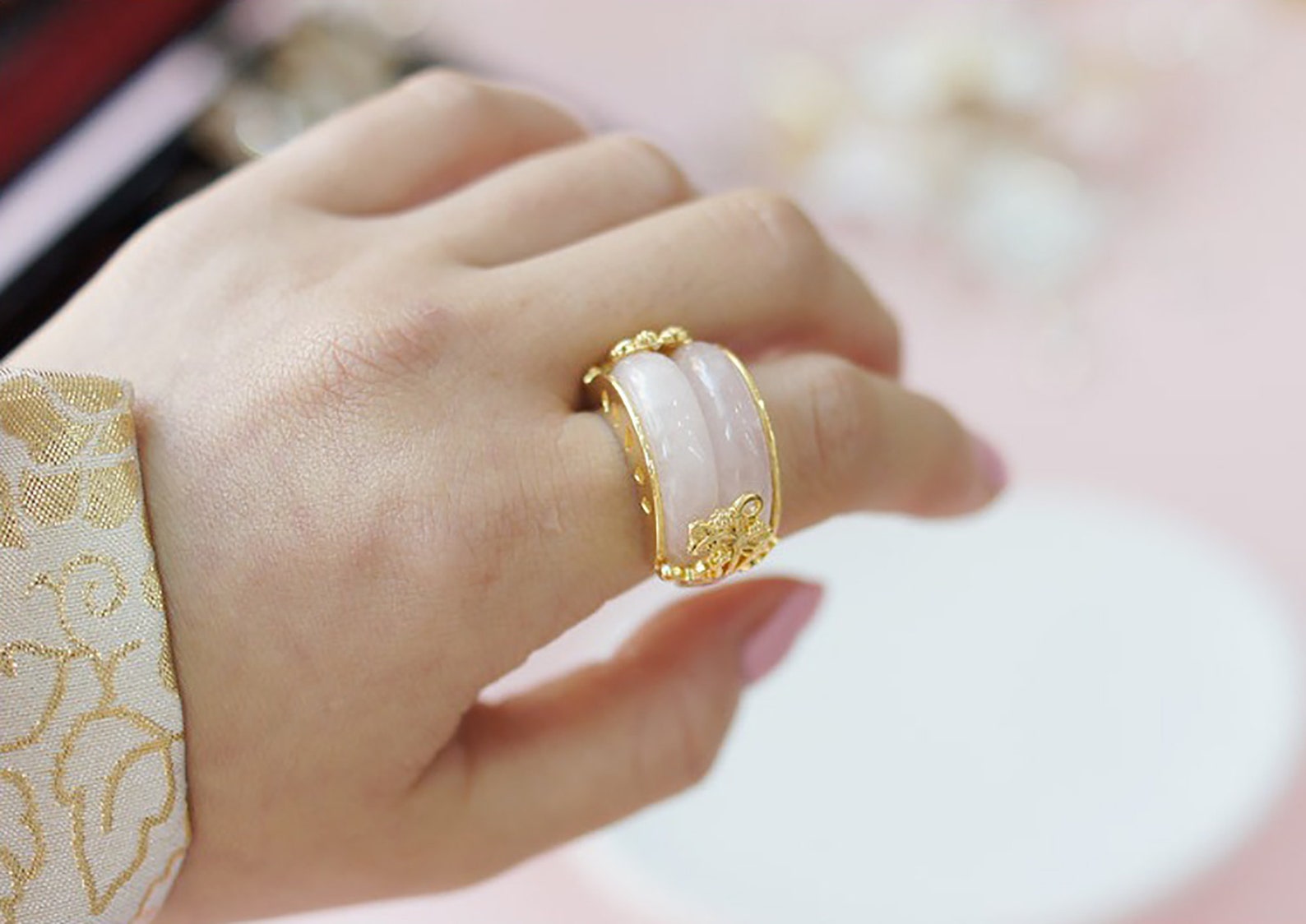 Rings Korean Hanbok Handmade Ring Adjustable Design Jade - Etsy