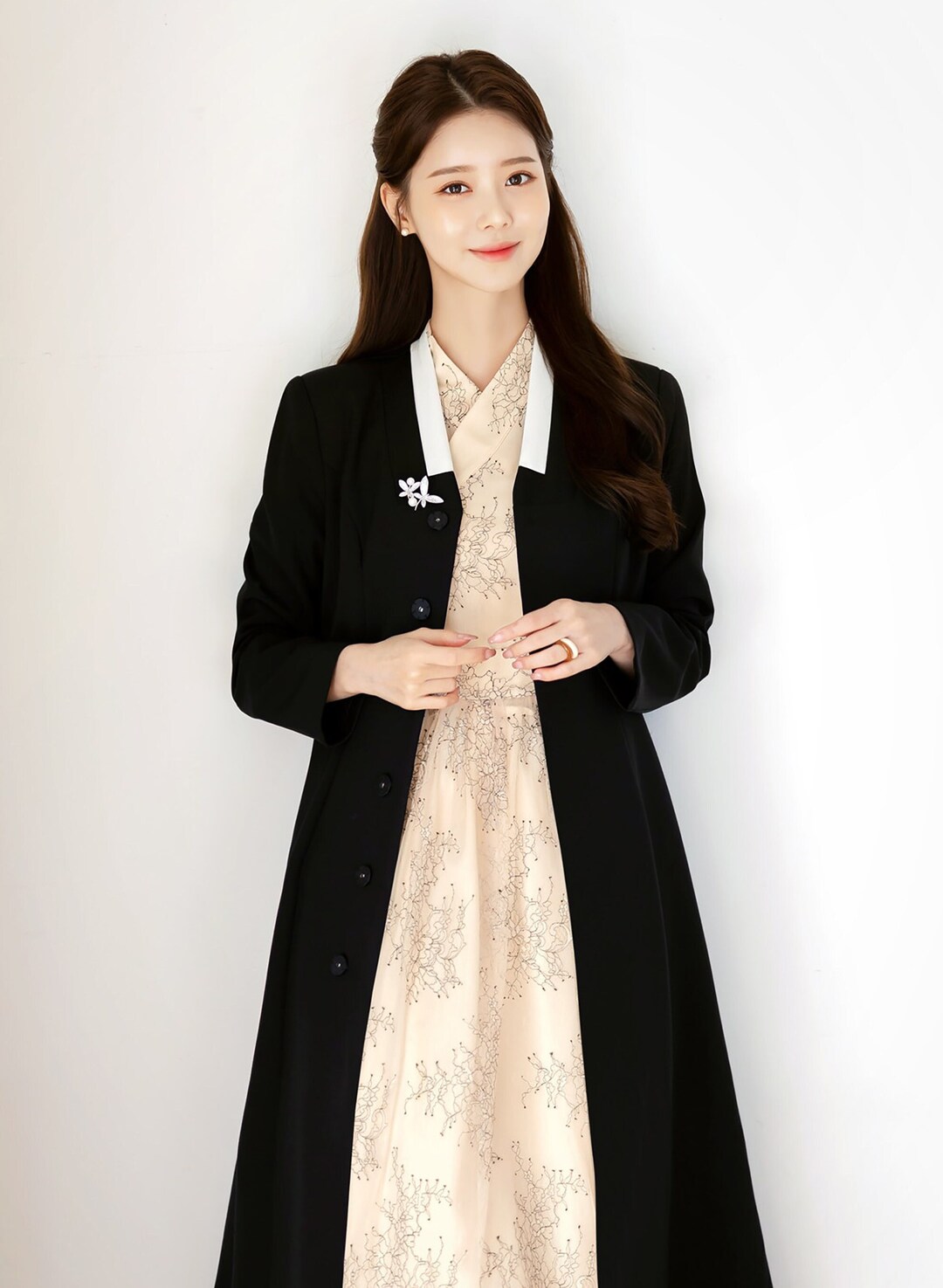 Black Coat Modernized Hanbok Design Woman Female Korean Casual Daily ...