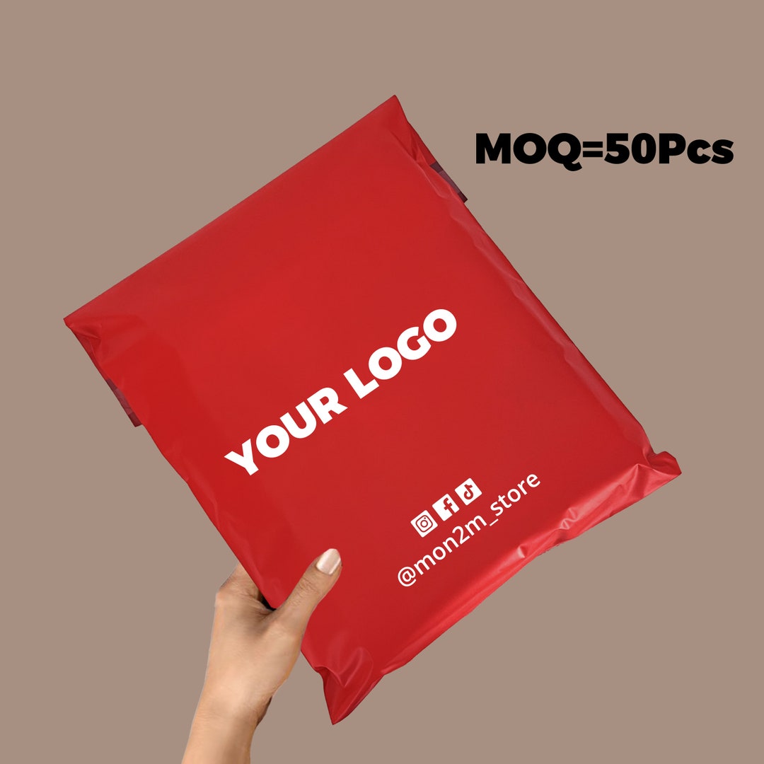 50-1000pcs Red Custom Poly Mailers Adhesive Self Sealing Shipping Bags ...