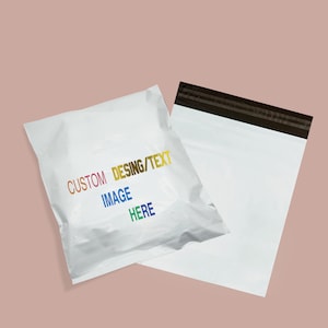 50-1000pcs Custom White Poly Mailers Full Color Logo Printing Adhesive ...