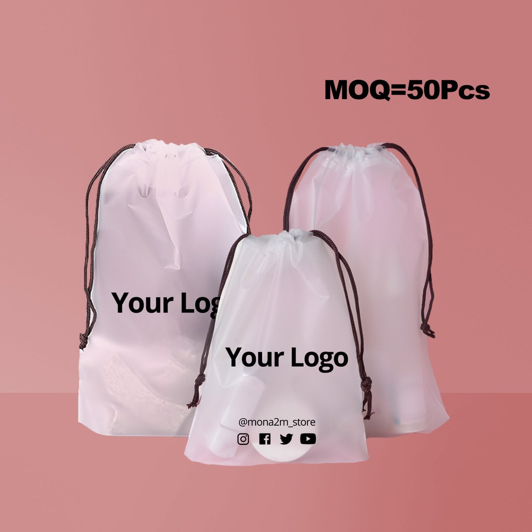 Custom High Quality Drawstring Bag, Durable Frosted Clear Bag, Reusable ...