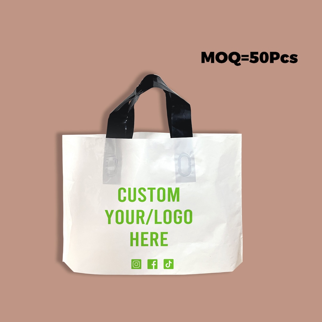 50-1000pcs Custom Shopping Bags With Handle for Boutique Custom Plastic ...