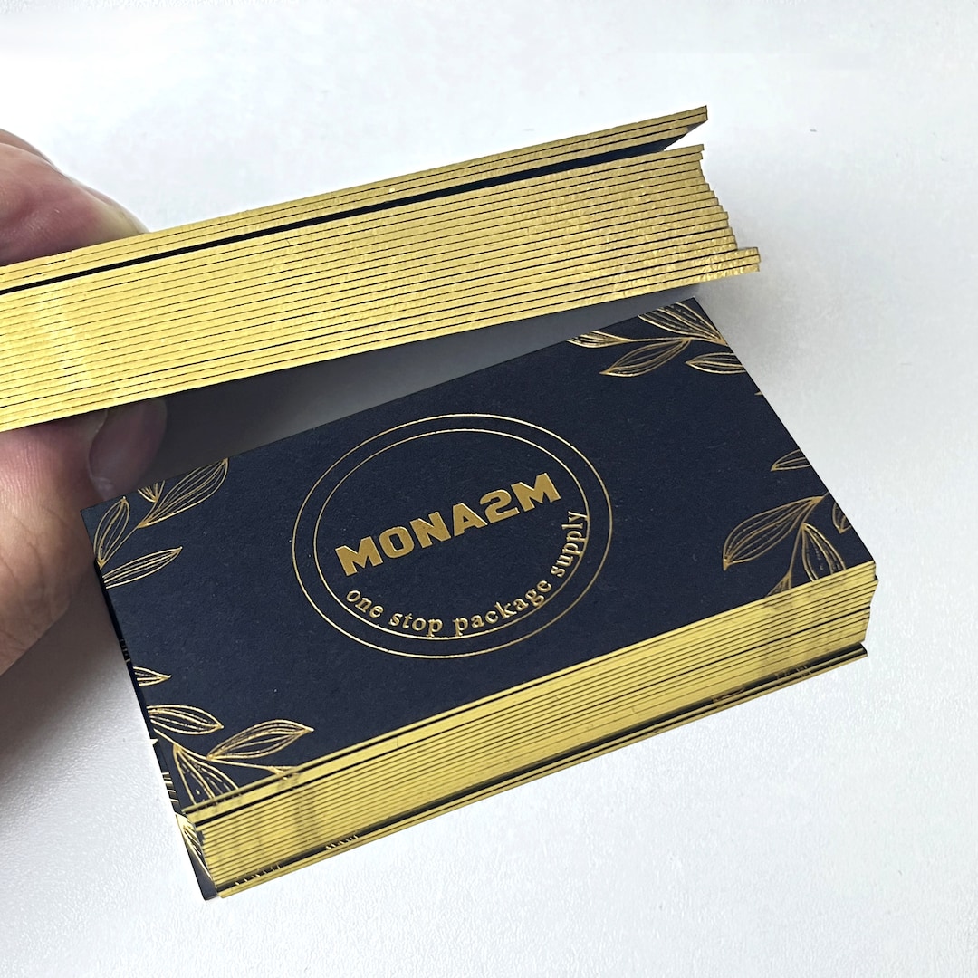 100 Custom Luxury Business Cards Gold Foil Cards With Gold Edge ...