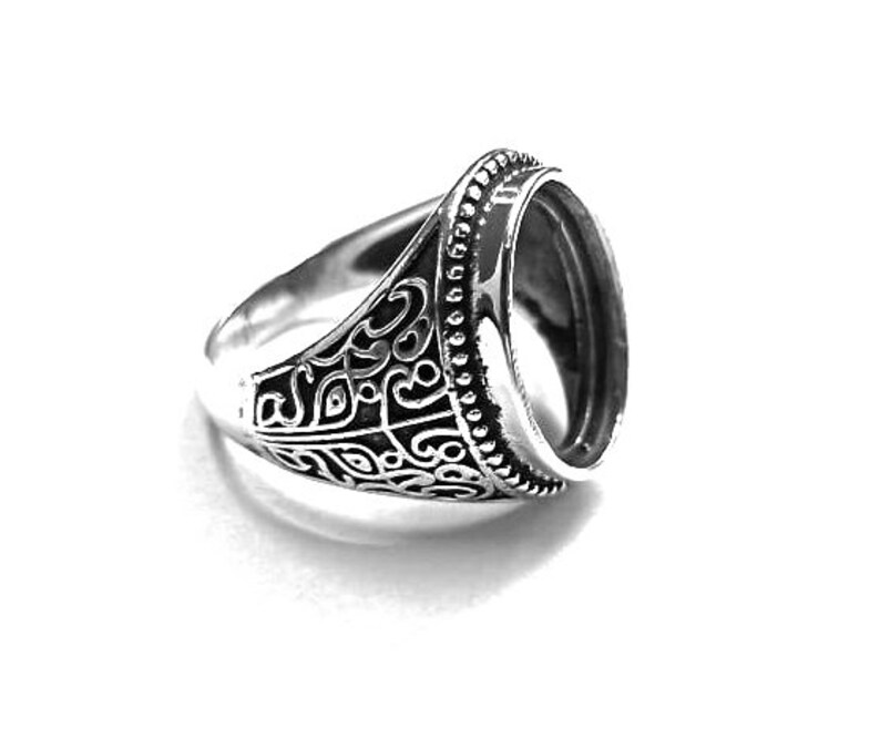 925 Sterling Silver Oval Men s Ring Blank Cup Setting 9X7 Etsy