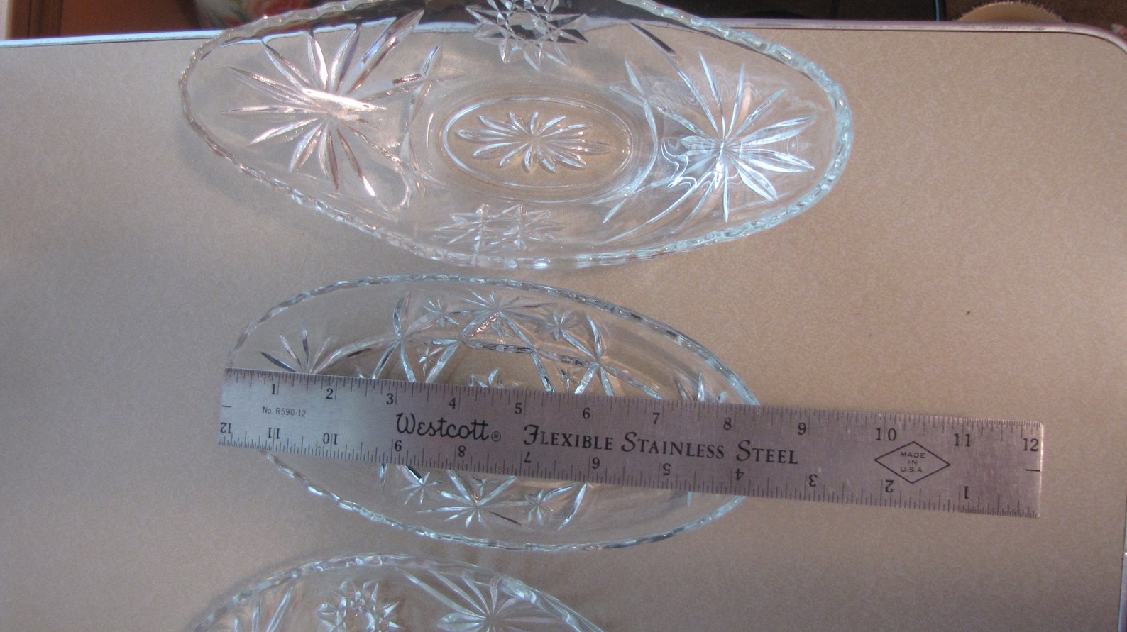6-anchor Hocking Star Pattern Glass Serving Dishes, 1-platter, 3-relish ...