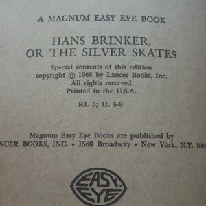 Hans Brinker and the Silver Skates by Mary Mapes Dodge, A Magnum Book ...