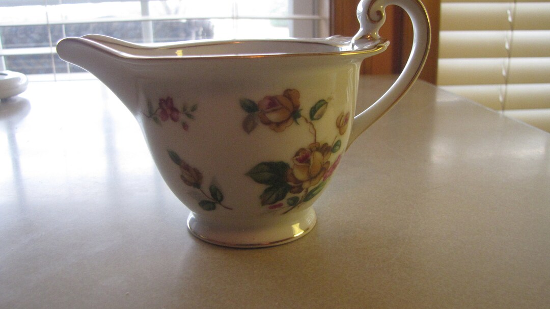 Lynmore Fine China Golden Rose Creamer - Etsy