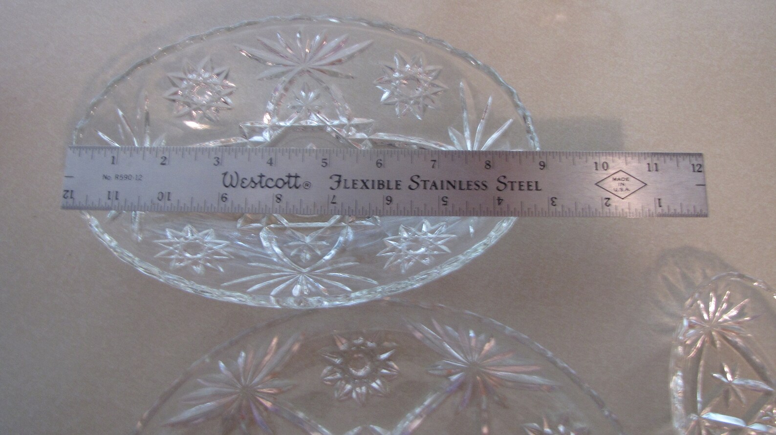 6-anchor Hocking Star Pattern Glass Serving Dishes, 1-platter, 3-relish ...