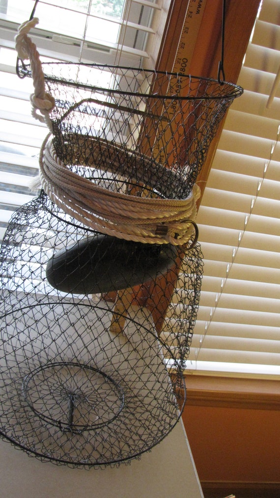 Large Mesh Wire Fishing Basket - Etsy