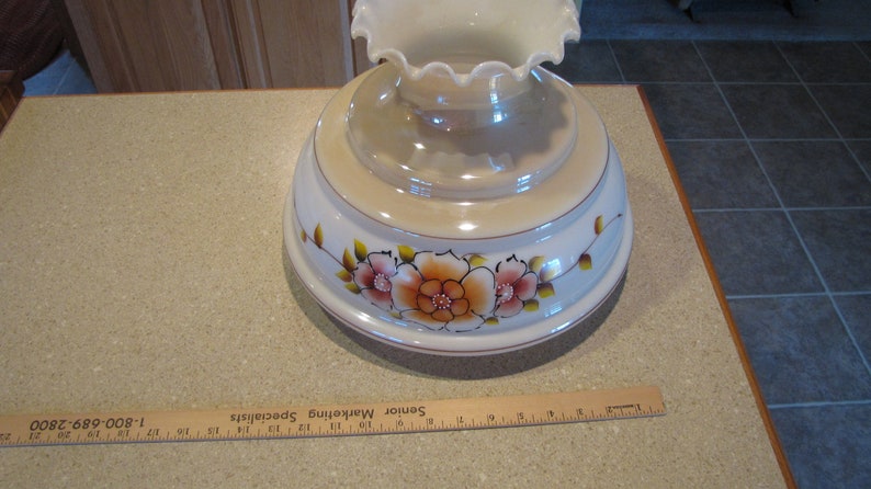 Large Hand Painted Glass Lamp Dome/shade, Large Hurricane Type Lamp ...