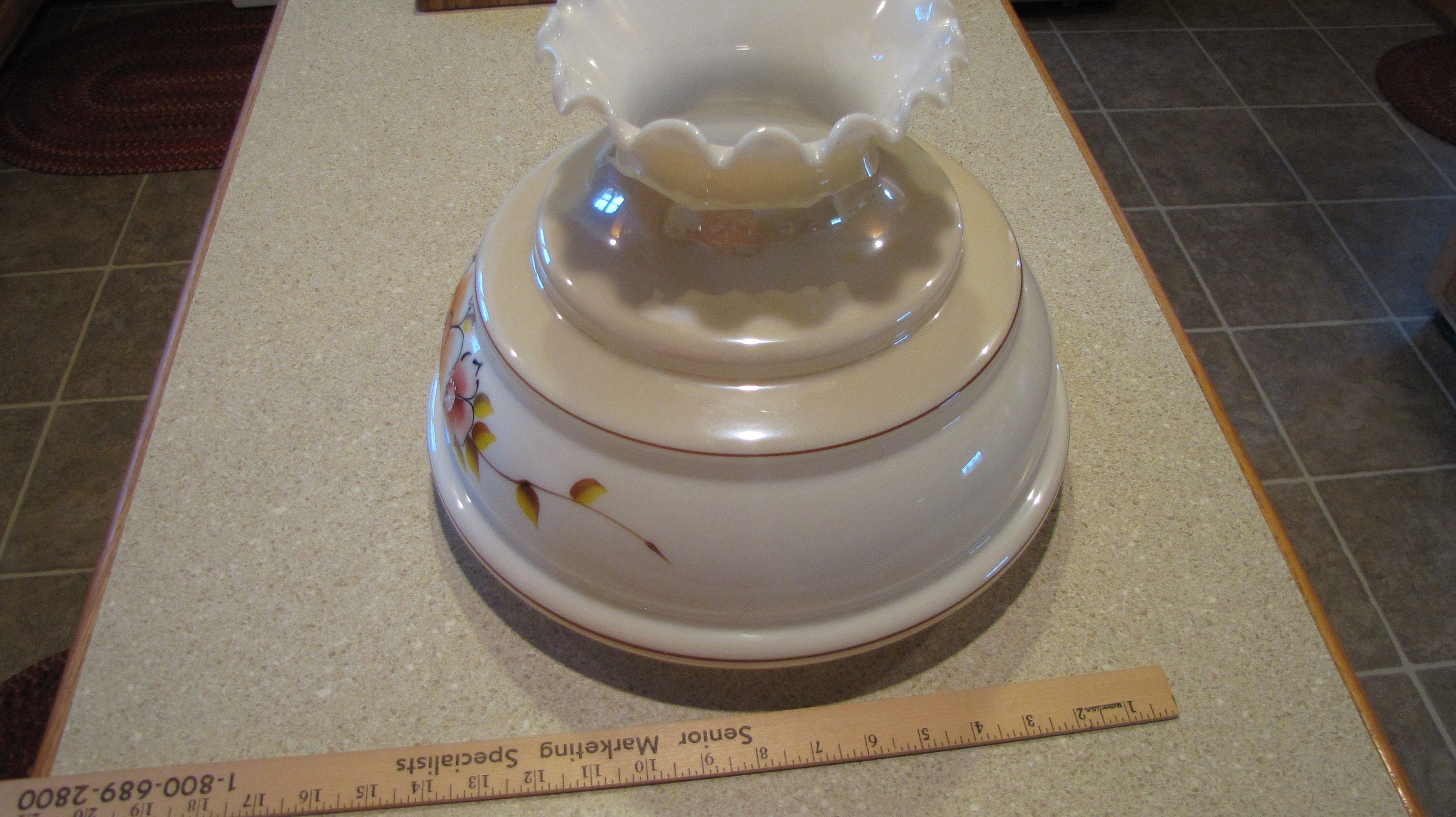 Large Hand Painted Glass Lamp Dome/shade, Large Hurricane Type Lamp ...