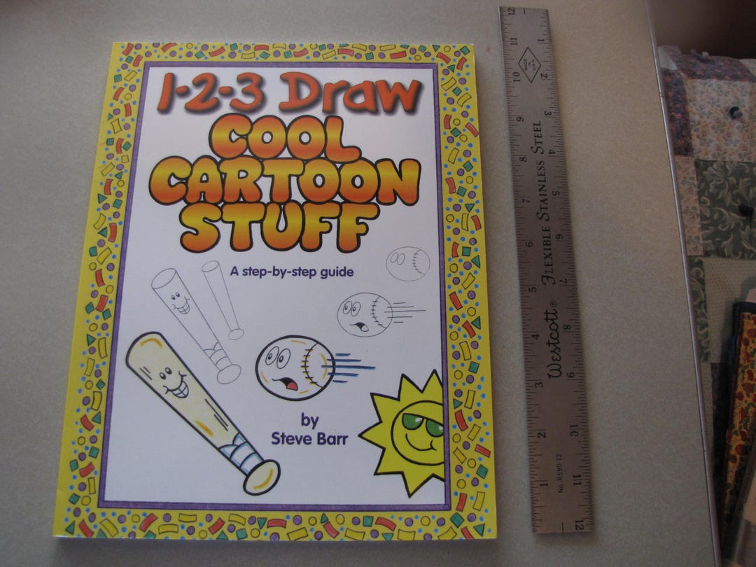 Vintage Book, 1-2-3 Draw Cool Cartoon Stuff, A Step by Step Guide by ...
