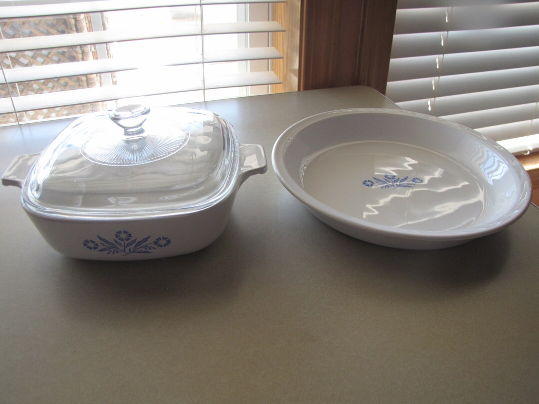 Corning Ware Blue Cornflower 1- Pie Plate, 1-covered Casserole P-1-B, 1 ...