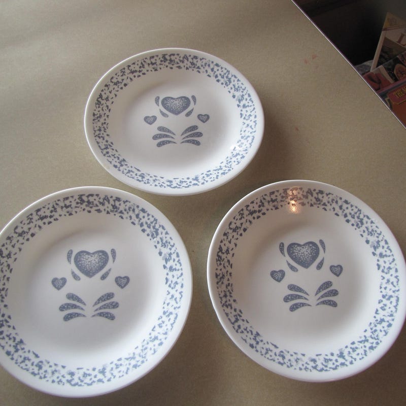 Corelle Blue Heart Dishes - Etsy