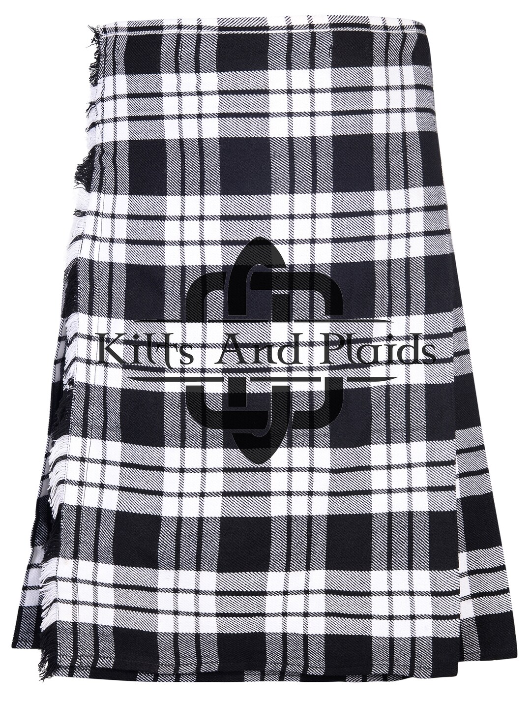White Black Tartan Scottish 8 Yard Kilt - Traditional Highlander Kilts ...
