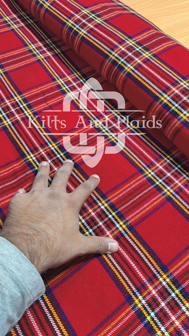 Royal Stewart Tartan Homespun 100% Acrylic 16 Oz Tartan Fabric Machine Washable 54 Inches Width ...