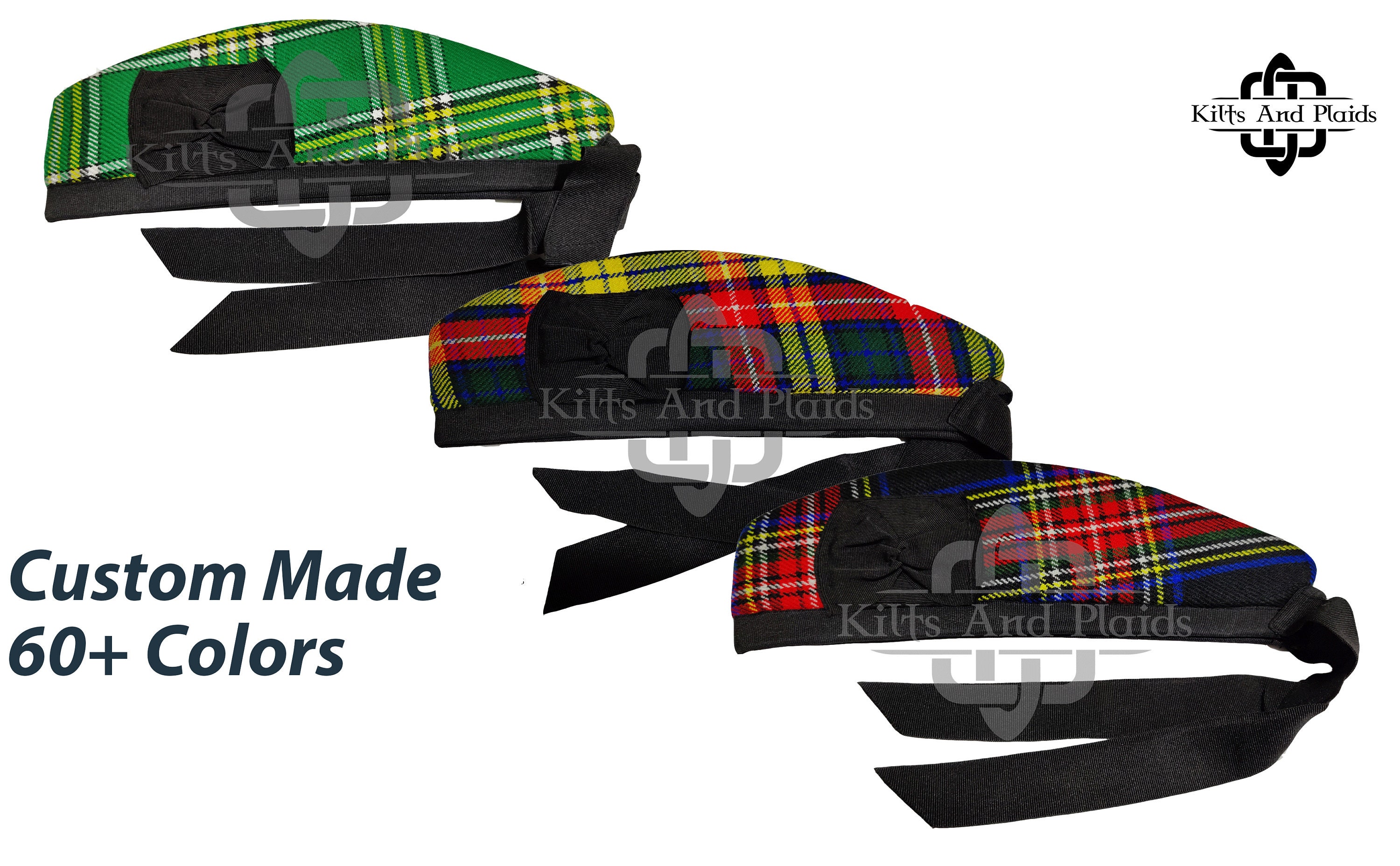Scottish Tartan Glengarry Cap Military Bagpiper Hat Tartan Kilt Cap ...