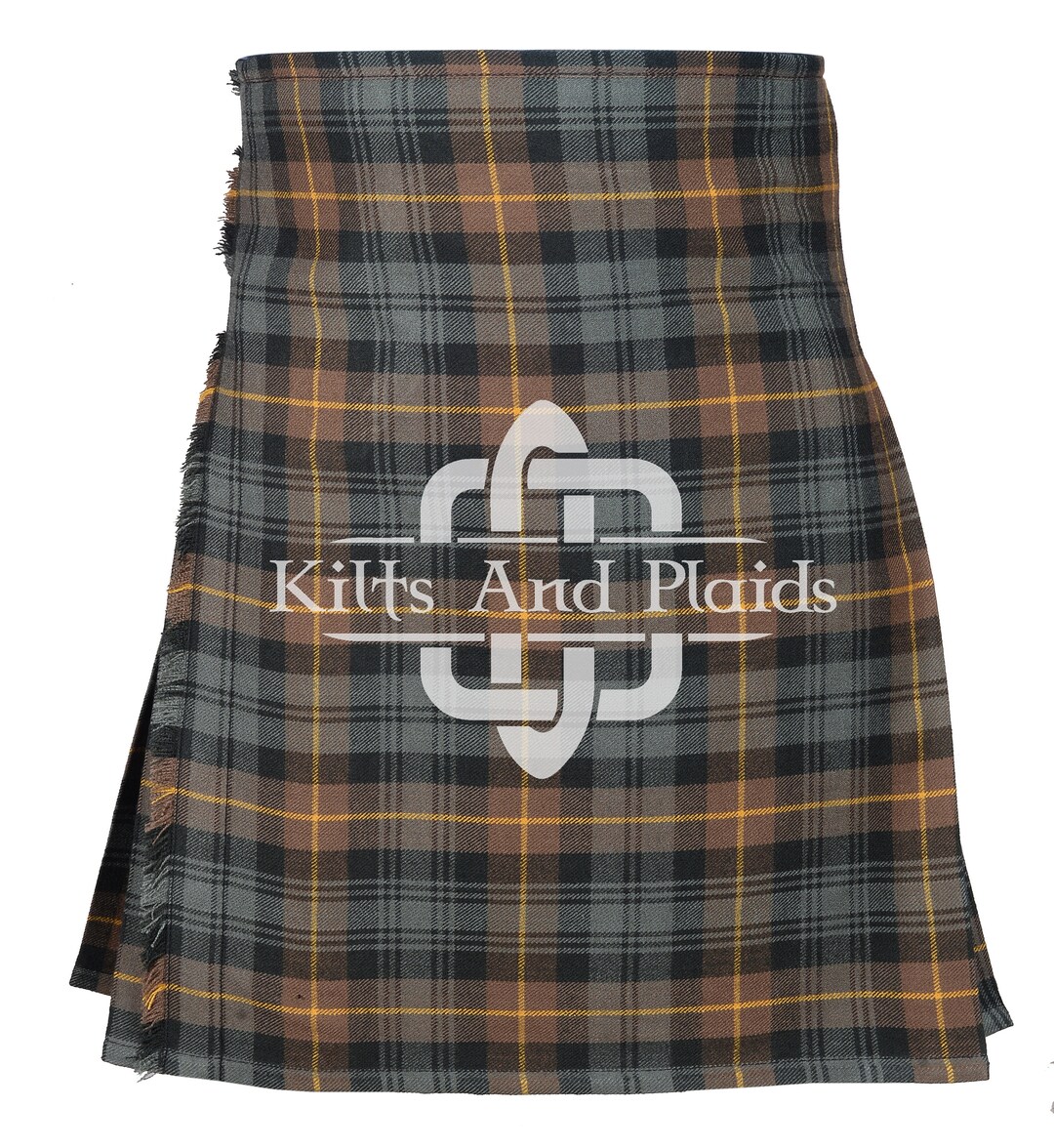 Gordon Weathered Tartan Scottish 8 Yard Kilt - Traditional Highlander ...