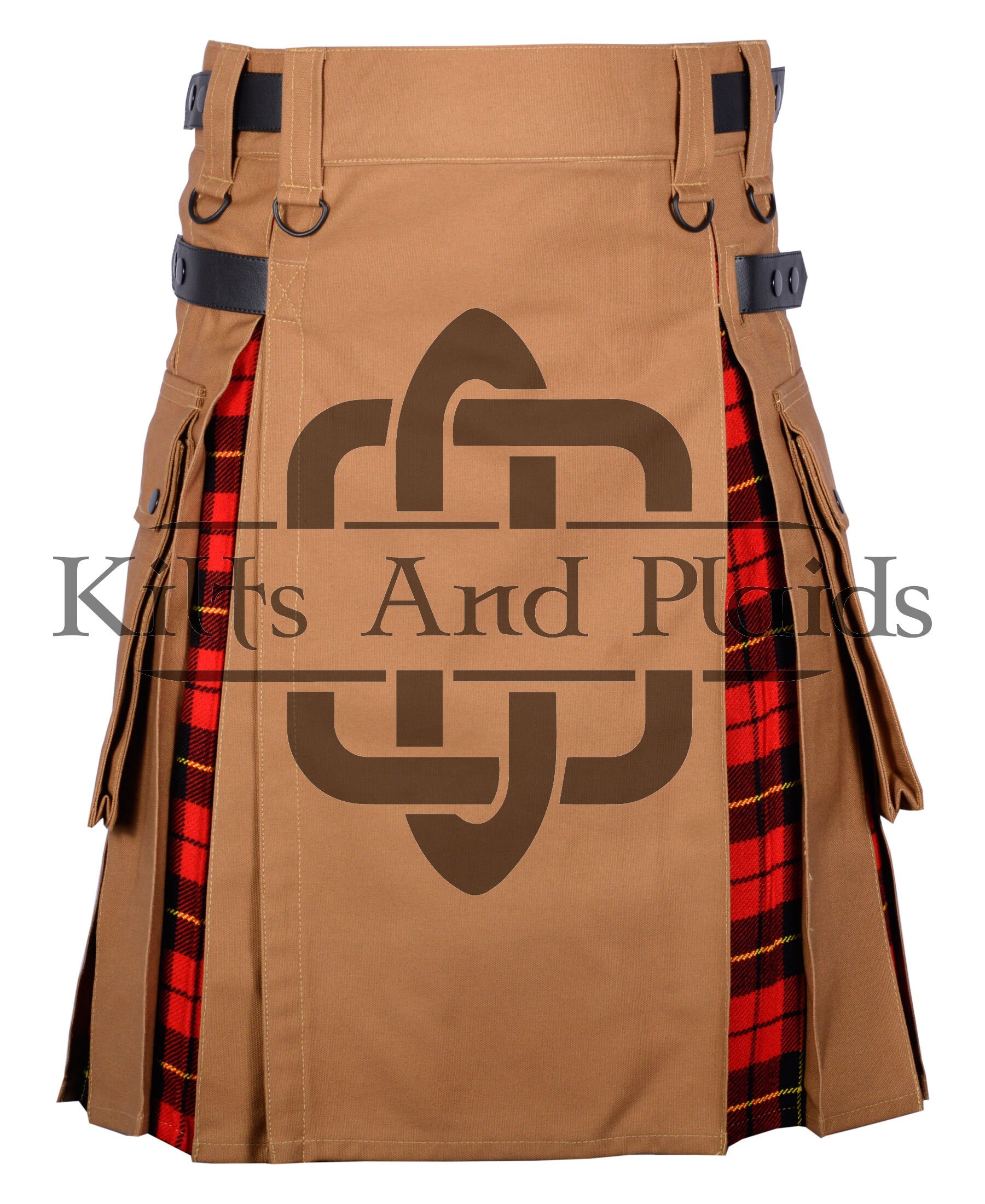 Scottish Hybrid Kilts for Men Utility Cargo Pockets Kilt Cotton and ...
